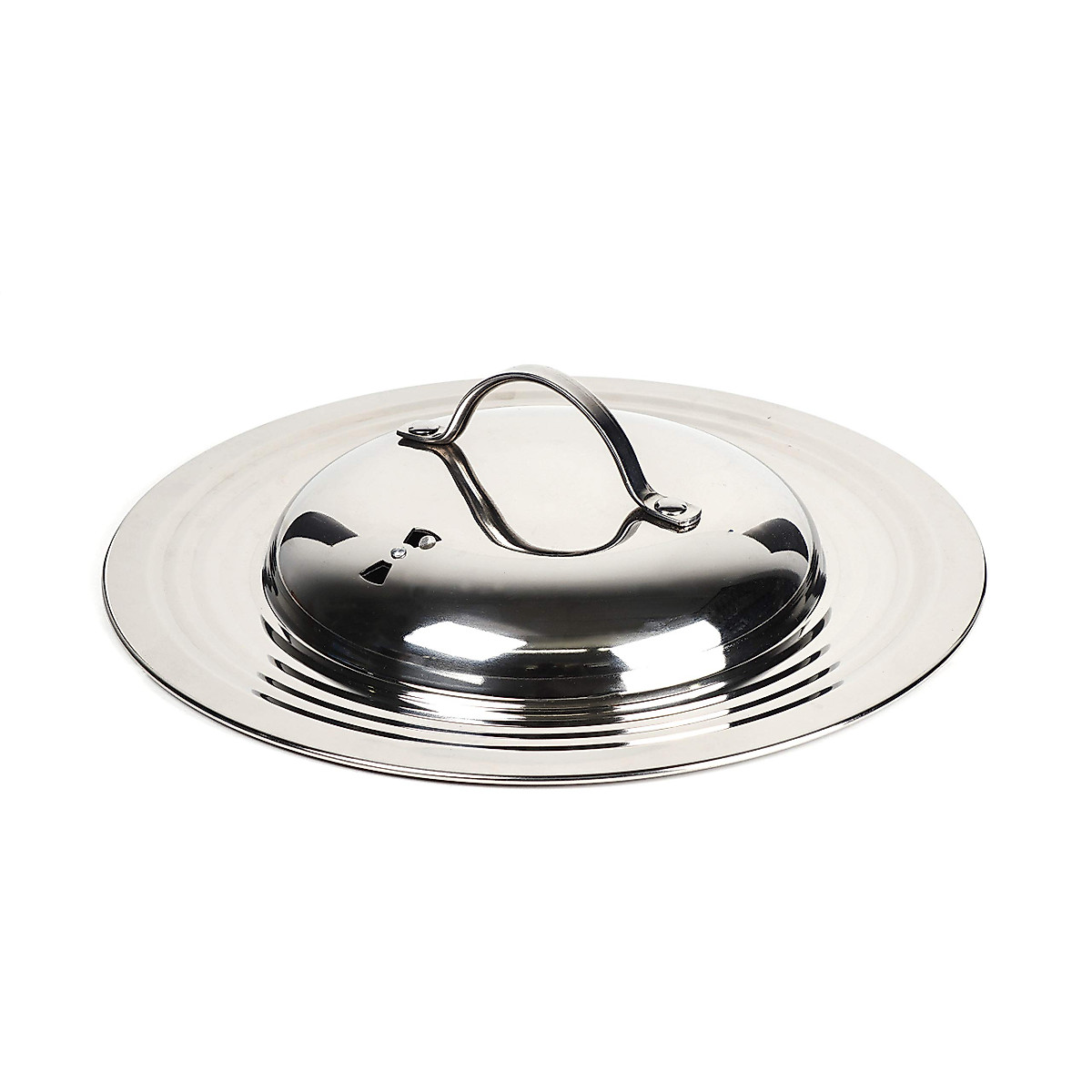 RSVP International Endurance Universal Lid with Adjustable Steam Vent, One Size - Stainless Steel, 12.5"x 12.5" x 3" |Fits 7" - 12" pots & pans |Dishwasher Safe| Oven Safe