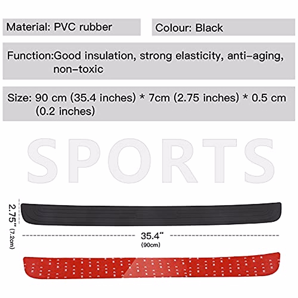 GZRUICA Rear Bumper Protector Guard Trunk Rubber Protection Strip Rubber Scratch-Resistant Trunk Door Entry Guards Car Accessory for SUV/Cars - Universal Sports Full Black with Full 3M Tape Pack-1