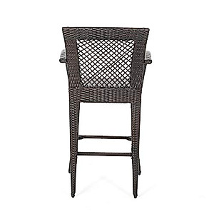 Christopher Knight Home Megan Outdoor 46" Wicker Barstool (Set of 2), Multi Brown Finish