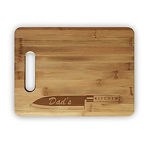 Dad's Kitchen Laser Engraved Custom Bamboo Cutting Board - Wedding, Housewarming, Anniversary, Birthday, Holiday, Gift