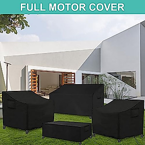4-Piece Outdoor Veranda Patio Garden Furniture Cover,Patio Furniture Cover Set,patio furniture covers 4 piece set made by 600D,Black wind and rain and UV and tear resistant Outdoor Furniture Covers