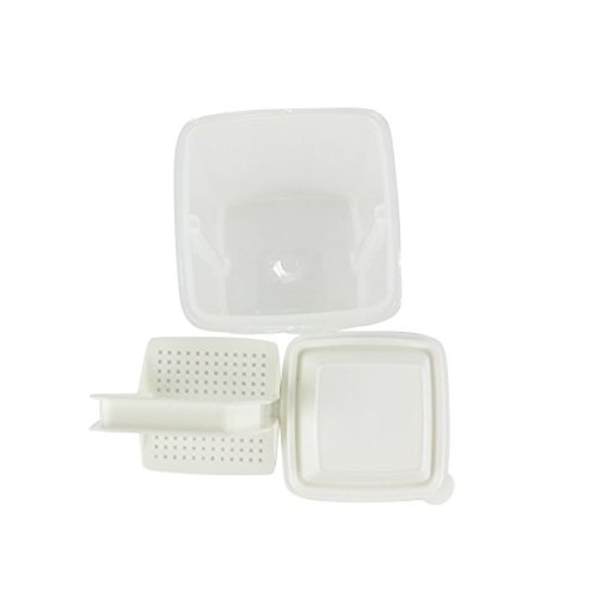 Home-X - Pickle Storage Container with Strainer Insert, The Ultimate Kitchenware Food Saver for Preserving and Keeping Edibles Fresh, White