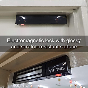 Visionis FPC-5191-BL Black 300lbs Indoor Electromagnetic Lock with 300 lbs L and Z Bracket for Inswinging Door