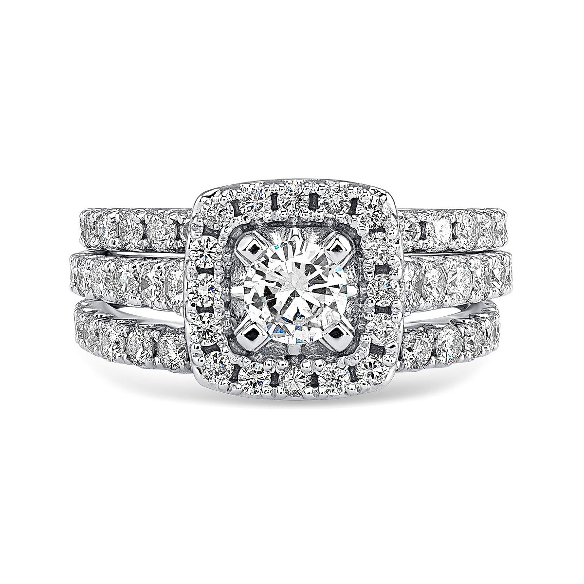 Beverly Hills Jewelers 3 Carat Total Weight Diamond Engagement Ring In 14 Karat White Gold Stunningly Hand Crafted (5)