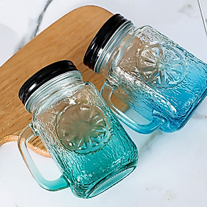 HwaGui - Cute Clear Glass Cups With Lid And Straw For Iced Coffee Cup, Tumbler Cup, Reusable Cup, Glass Drinking Jars For Iced Tea And Coffee, Red Drinking Jar 500ml/17.0oz