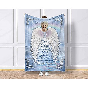 Personalized Memory Blanket, Custom Photo Memorial, Memorial Blanket for Loss of Mother, Personalized Photo Angel Wings Blanket, Sympathy Gift for Loss of Loved One, Your Wings were Ready