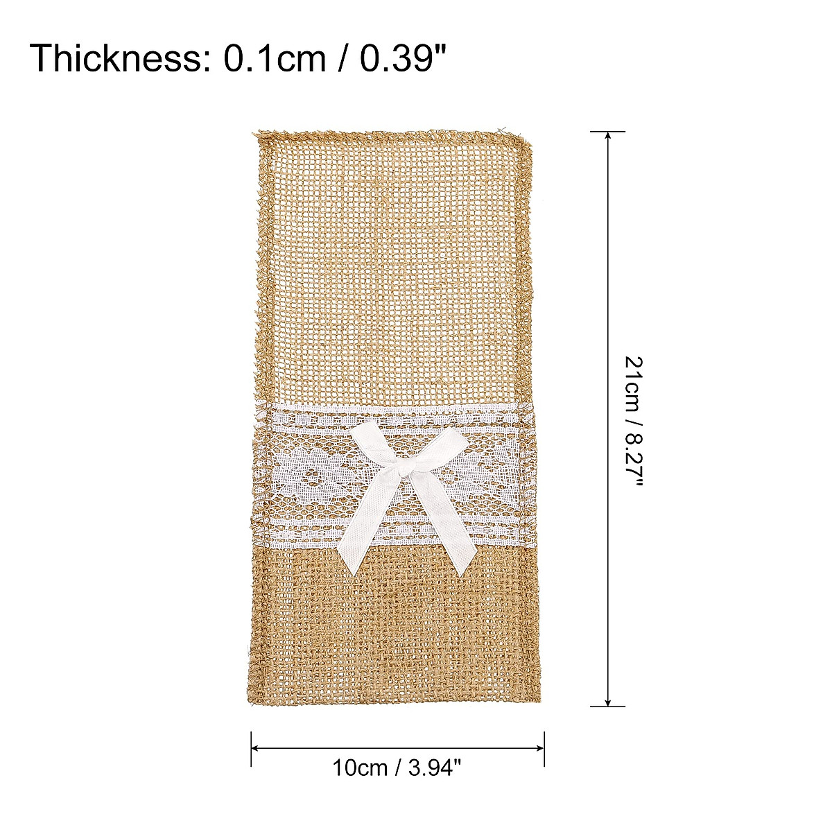 uxcell Burlap Lace Utensil Holders, 20Pcs Knife Forks Napkin Silverware Holder Bag Cutlery Pouch for Wedding Dinner Decoration