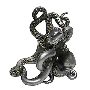 Octopus Wine Holder Figurine Countertop Bar Decor Octopus Sculpture Single Wine Holder (Sliver)