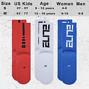 Pawdoer Boys Elite Basketball Crew Socks for Girls Youth Kids, Cushion Performance Athletic Basketball Socks