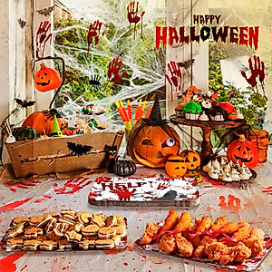 Rtteri 10 PCS Halloween Serving Trays Party Decorations 11 x 7.5 Halloween Food Trays Bloody Handprint Spooky Tray Bloody Paper Trays for Halloween Dessert Cupcake Birthday Party Tableware Supplies