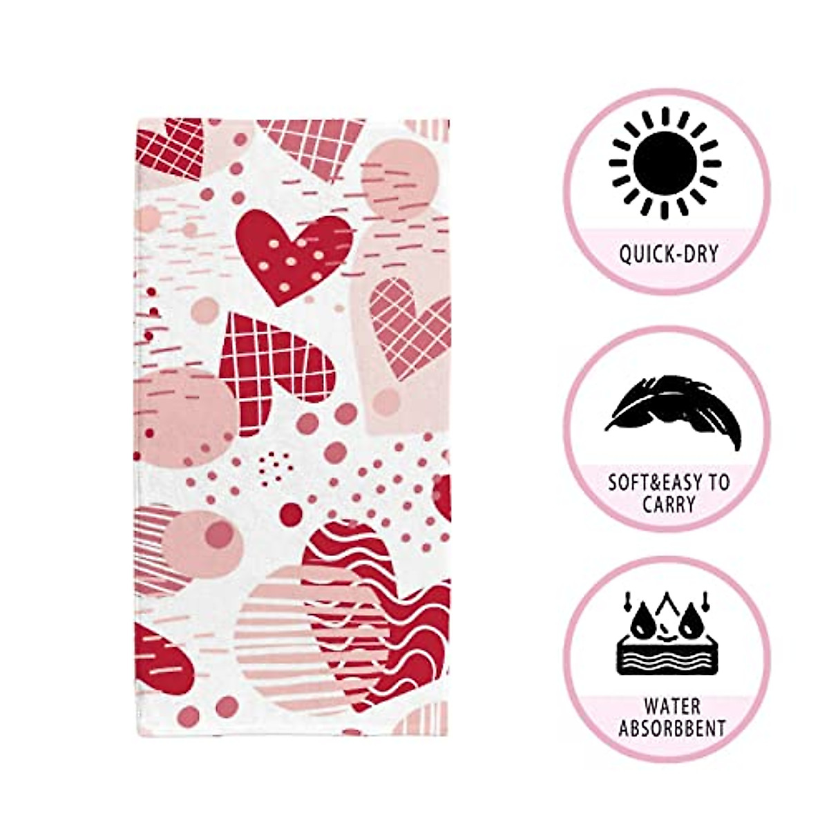 My Little Nest Hand Towels for Bathroom Hand Drawn Hearts Minimalism Style Absorbent Small Bath Towel Soft Kitchen Towels Fingertip Towel for Guest and Bar 30 x 15 inch