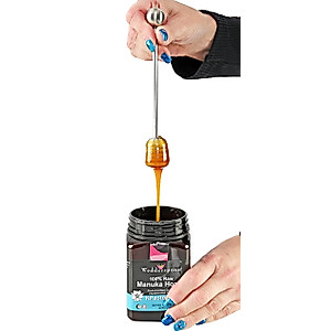 HOME-X Stainless-Steel Honey Dipper Wand for Honey Jars, Stainless-Steel Stirrer for Serving Honey and Syrup, Candy and Chocolate Drizzler Tool, 6 ¼” L x ¾” D, Stainless Steel