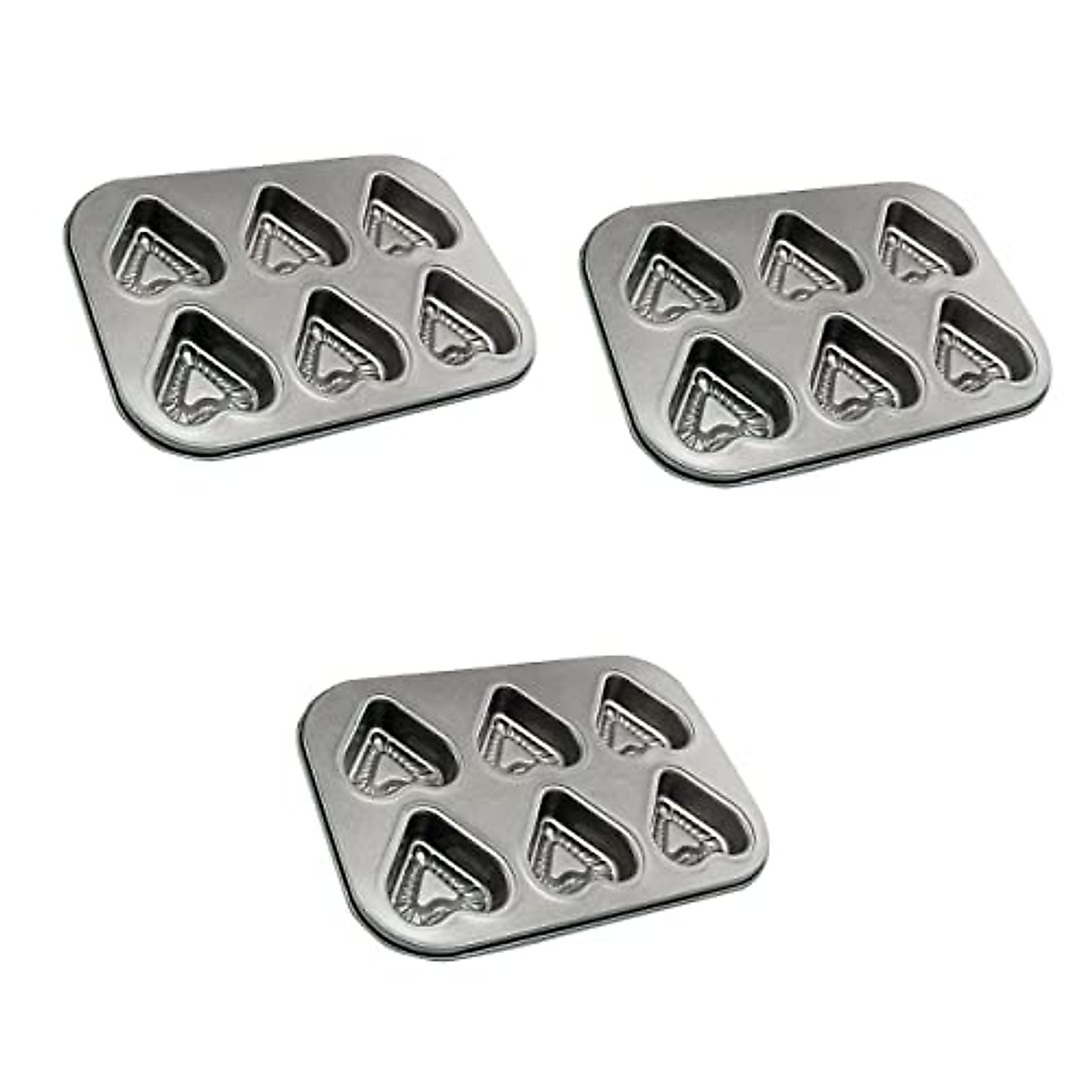 BESTonZON 3pcs 6 Heart Shaped Cake Pan Mini Muffins Mini Paper Cups Heart Pastry Heart Shaped Cupcake Pan Heart Cupcake Tray Baking Tray Baking Tools Cupcake Maker Bakeware Halloween