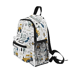 Cute Toddler Backpack Mini Travel Bag Childish Truck Excavator for Baby Girl Boy Age 3-7