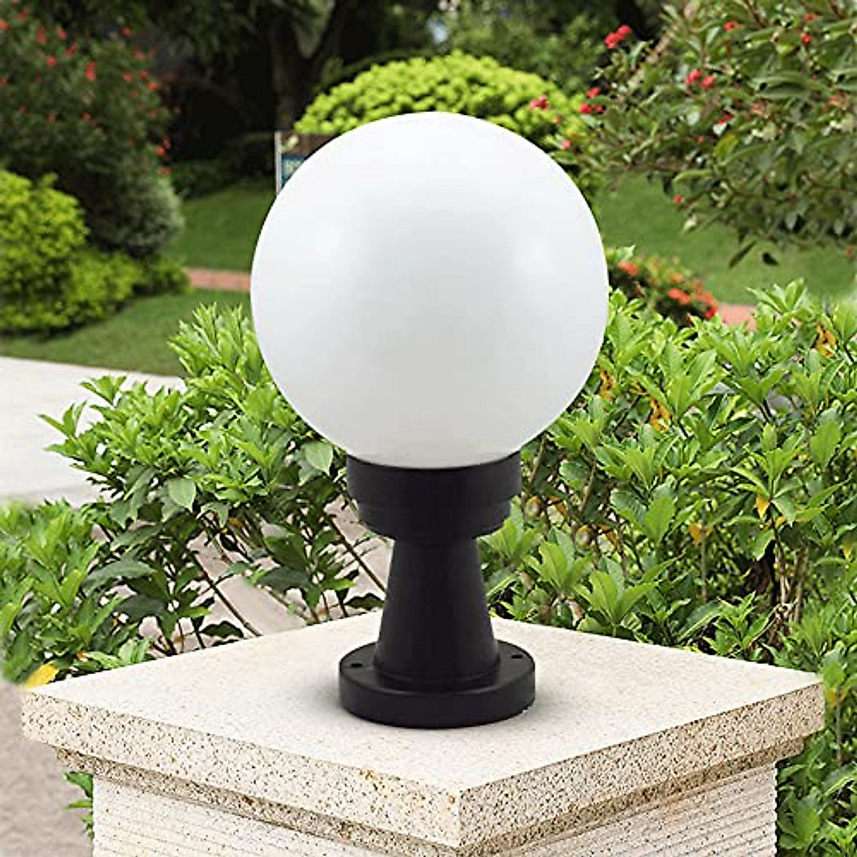 NAMFMS Simple Round Pillar Lanterns Outdoor Waterproof Pillar Lights PS Plastic Material Post Light Villa Landscape Lantern Home Door Street Lamp Garden Decorative Column Lamps (White)