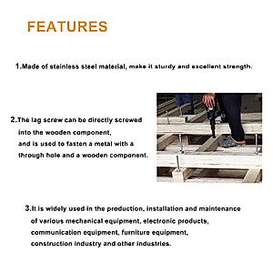 binifiMux 20pcs 1/4" x 4" Stainless Steel Hex Head Lag Screws Bolts Coach Bolts, A2-70/18-8, Plain Finish