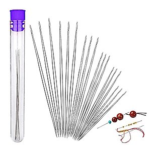 18 Pieces Beading Needles, 6 Sizes Seed Beads Needles Big Eye Beading Needles Collapsible Beading Needles Set for Jewelry Making with Needle Bottle