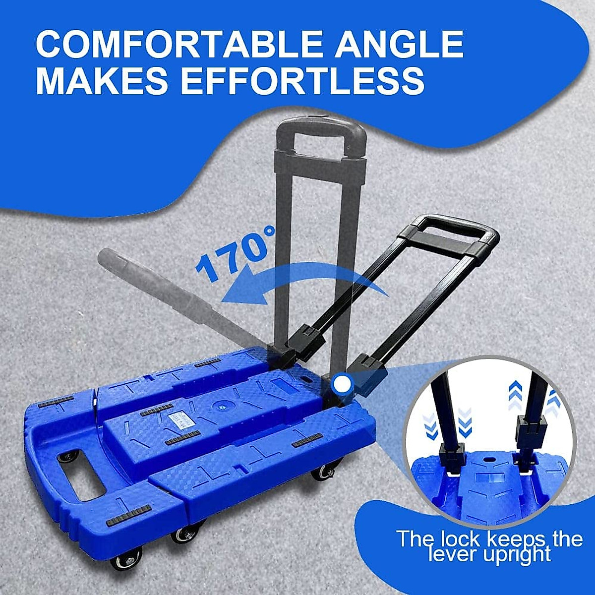 ShiningShow Foldable Hand Platform Truck, 500 LB Heavy Duty Exhibition Cart, Black Utility Dolly Platform Cart with 6 Wheels for Luggage, Personal, Travel, Auto, Moving & Office Use