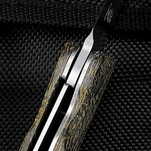 Kizer Agressor EDC Knife, 2.99 In 154CM Steel Blade Pocket Knife Green Micarta Handle Front Flipper Tools V3629C1