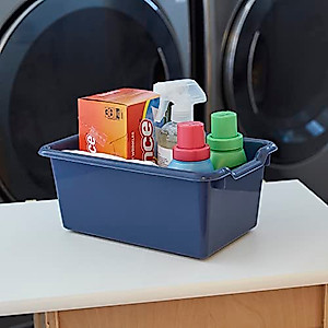 ECR4Kids Scoop Front Storage Bins, Multipurpose Organization, Navy, 10-Piece