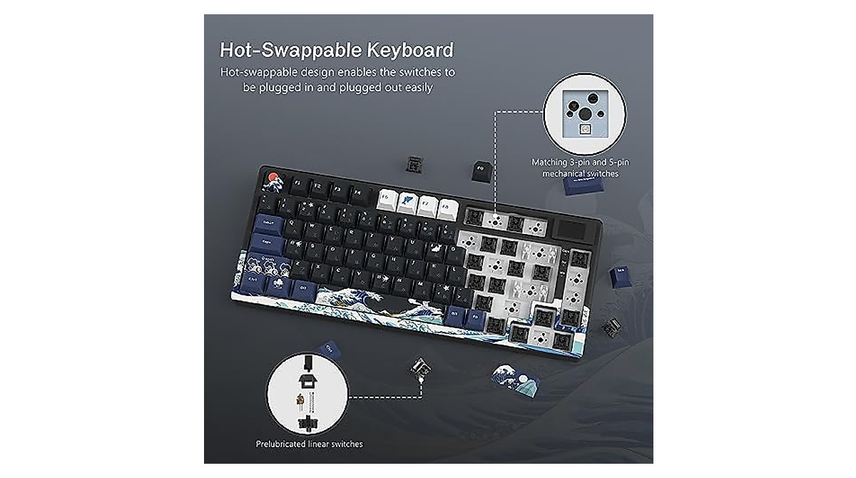 XVX S-K80 Mechanical Gaming Keyboard with OLED Display