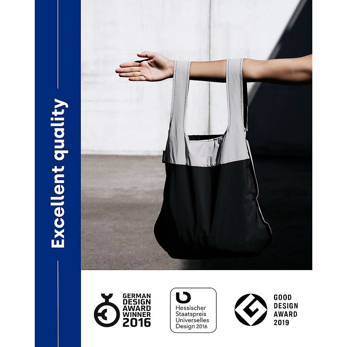 Notabag Original 2 in 1 Backpack and Bag (Grey/Black) – Backpack waterproof – reusable grocery bags foldable – clever design for more flexibility – backpack waterproof – grocery tote bag