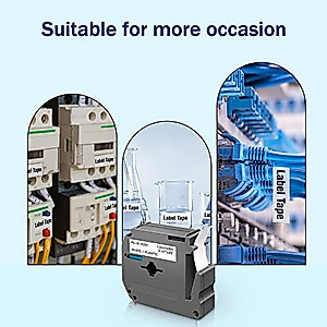 ISTAR Compatible Label Tape Replacement for Brother P-Touch M-K231 MK231 M231 M-K231S to use with Label Maker PT-M95 PT-90 PT80 PT70 PT-65, 0.47 Inch (12mm) x 26.2 Feet (8m), Black on White, 6-Pack