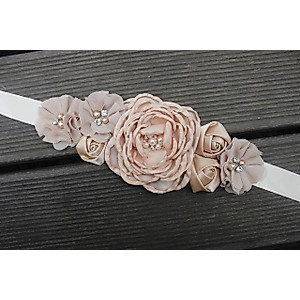 Nania Flowers materniry sash baby shower pregnancy belts for Mom to be (Champagne)