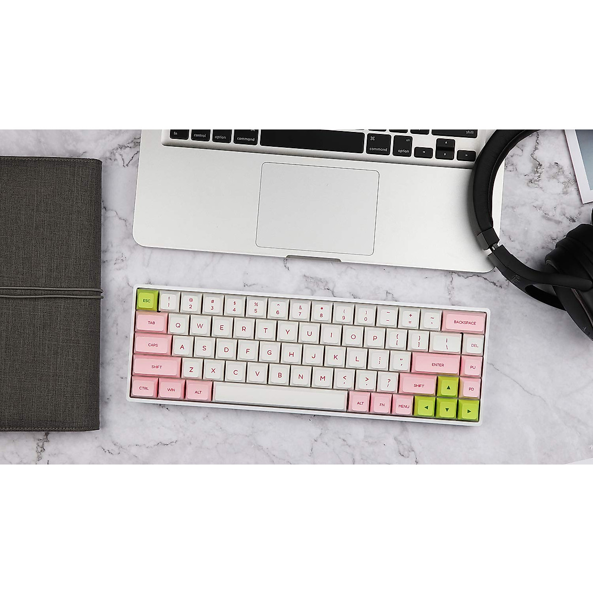 EPOMAKER SKYLOONG SK68 Keys Hot-swap RGB Mechanical Keyboard with Dye-subbed PBT GSA Keycaps, 3Fn Programmable Macros for Mac/Win/Android/iOS (Gateron Optical Blue, Pink White)
