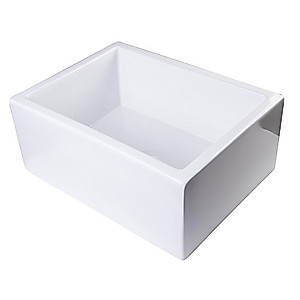 ALFI brand AB2418SB-W Smooth Thick Wall Fireclay Single Bowl Farm Sink, 24", White