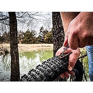 Stop & Go 100 27 Piece Bicycle Repair & Inflation Kit for Tubeless and Tube-Type Tires Works on BMX, XC, Mountain, Road, Gravel, & E-Bikes (4 Patches & 10 Rope Plugs)