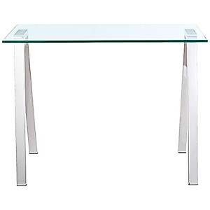 Cortesi Home Trixie Glass Top Desk/Console Table with Stainless Steel Frame