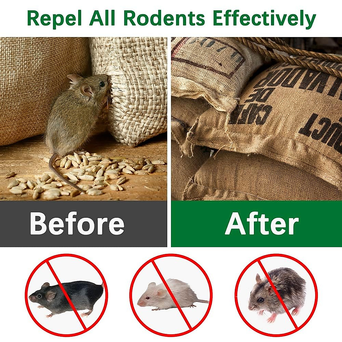 SUAVEC Rodent Repellent, Mice Mouse Repellent Peppermint, Rat for House, RV Deterrent, Away Repellant Campers, Mint - 8 Packs Rodent-8PGreen