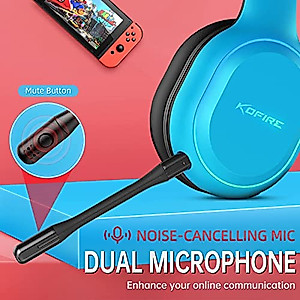 KOFIRE UT-01 Wireless Gaming Headset for Nintendo Switch Lite OLED Model, 2.4GHz Ultra-Low Latency Bluetooth Gaming Headphone with Removable Microphone, USB-C to USB-A Adapter for PS5, PS4, PC
