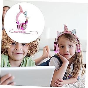 CAXUSD Headset Unicorn Headphones in Ear Wired Headphones Headphones Pink Noise Cancelling Headphones Wired Adjustable Pink Headphones Safe Headphone On Ear Headset