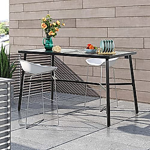 Sophia & William Outdoor Patio Bar Table Metal Bar Height Table Rectangular Dining Table with Umbrella Hole for Garden, Backyard, Lawn and Poolside, 66.9’’L x 35.4’’W x 39.8’’H