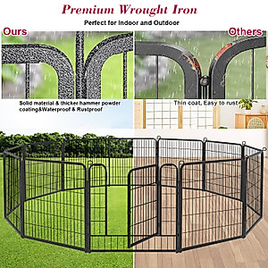Dog Pen Outdoor Dog Fence Dog Playpen, 32 inch Pet Playpen 12 Panels Puppy Playpen Portable Dog Fences Outdoor Exercise Pen with Doors for RV,Camping,Yard