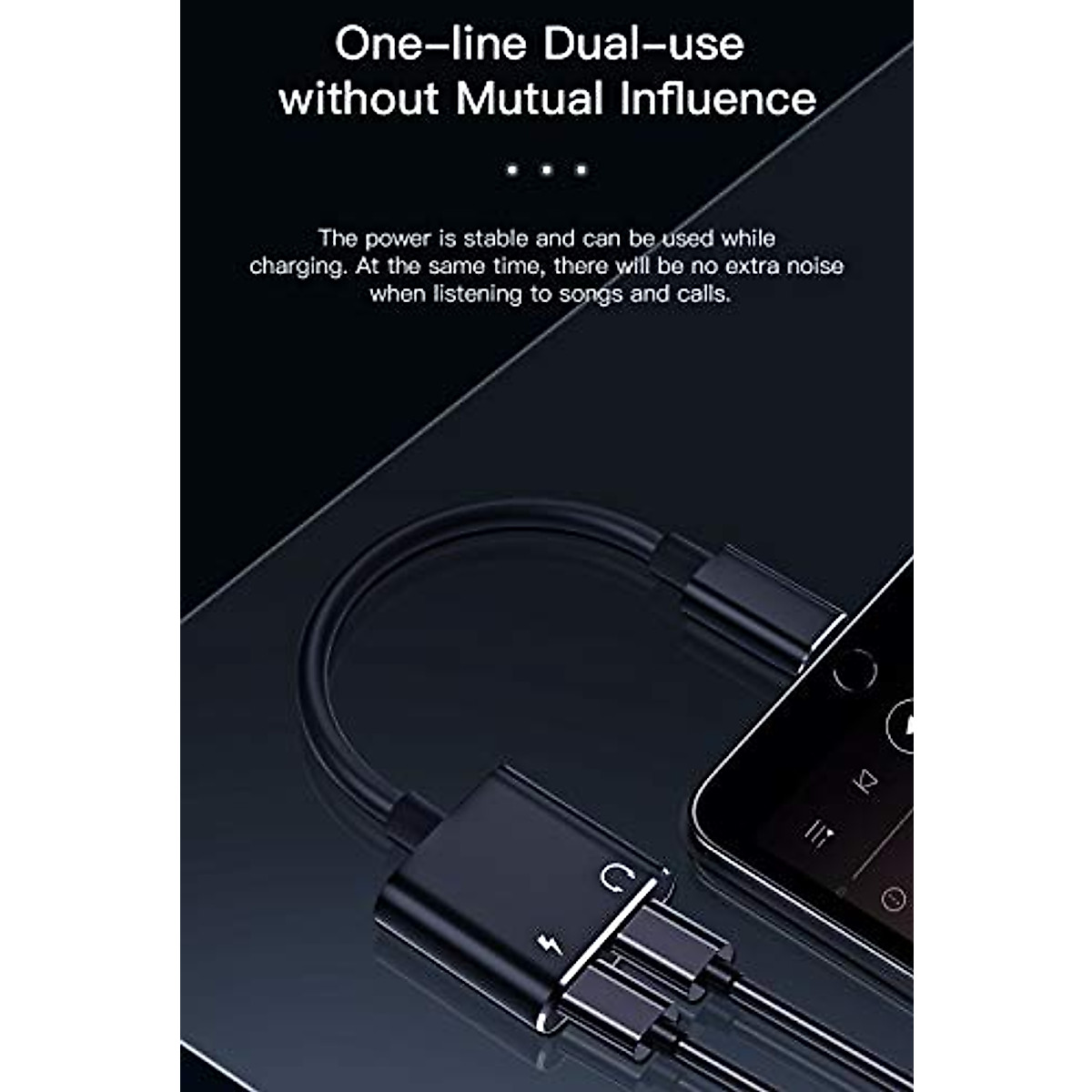KUULAA iPhone Adapter Dual 2-1 for iPhone 7/7 Plus/ 8/8 Plus/X/XS/11 Pro Max, 2-in-1 Splitter Adapter/Cable for iPhone Audio/Headphone and Charger, Remote Control & Telephone Call Supported (Black)