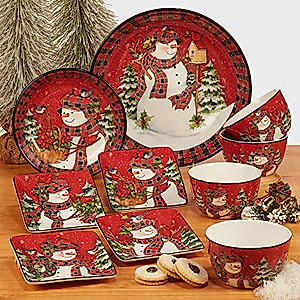 Certified International Christmas Lodge Snowman Rectangular Platter, 14" X 10", Multicolor