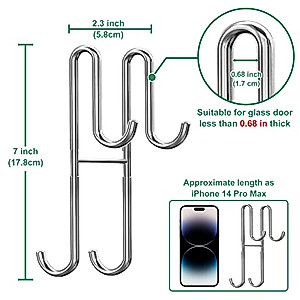 JYNTU Shower Door Hooks for Frameless Glass Shower Door, Double-Sided Hanger, Over Shower Door Hooks, Shower Squeegee Hooks Towel Hanger for Glass Shower Door Inside Shower, 2pcs – 7 inch, Silver