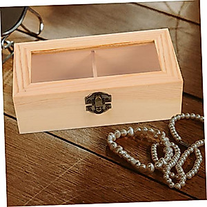 Zerodeko 6 pcs storage wooden box clear tray wooden storage bins wooden pallets tea bag holder coffee condiment organizer jewelry case with lid Jewelry Container clear lid jewelry organizer