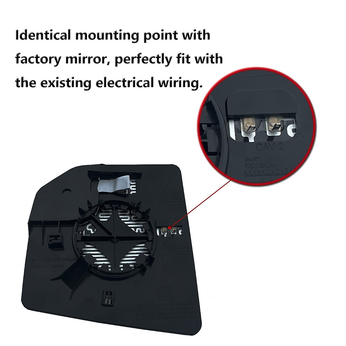 Passenger Side Heated Mirror Glass Replacement For 2015 2016 2017 2018 2019 2020 Ford F150 - for Ford F150 Power Side Mirror with Rear Holder