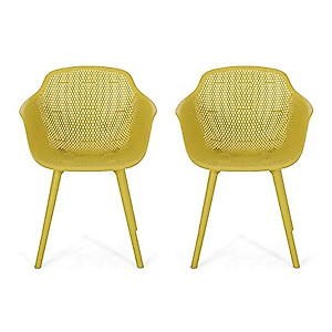 Christopher Knight Home Davina Outdoor Dining Chair (Set of 2), Yellow