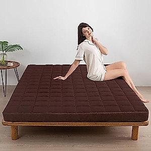 MAXYOYO Floor Mattress Japanese Futon Mattress, Full Thicken Sleeping Pad for Floor Folding Mattress Tatami Mat Camping Mattress with Removable Cover
