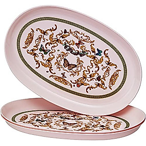 Butterfly Garden Serving Trays (3 PC) Disposable Platters for Party 12" x 7", Plastic Trays for Food, Snacks, Charcuterie, Desserts, Sweets, for Upscale Weddings, Baby Shower & Events - Blush - Versi