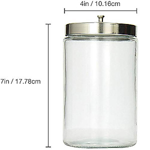 MABIS Decorative Storage Apothecary Clear Glass Jar for Kitchen, Bathroom or Laundry Organization, Medical Sundry Jar with Metal Lid, 4.1 x 3.9 x 7 inches