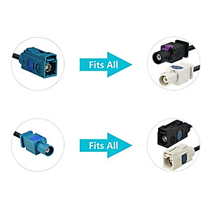 Bingfu Universal Vehicle Car Stereo FM AM Radio Antenna Adapter Cable (2-Pack) Fakra Z Male Female to DIN Plug Connector Cable for Car Stereo Audio HD Radio Head Unit CD Media Player Receiver