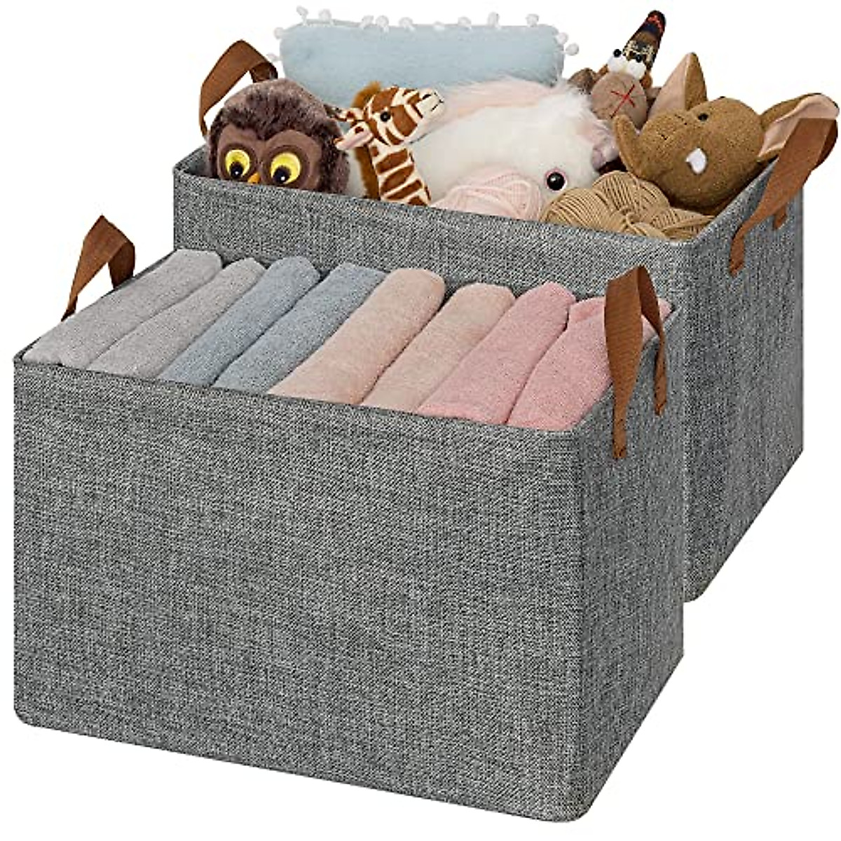 GRANNY SAYS Bundle of 2-Pack Closet Bins with Metal Frame & 2-Pack Rectangle Fabric Storage Bins