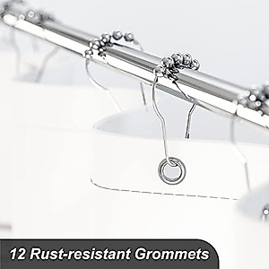 AmazerBath Shower Curtain, Striped Black Fabric Shower Curtain Set with 12 Shower Curtain Hooks, Rustic Cloth Black and White Shower Curtain, Cute Farmhouse Bathroom Shower Curtain Sets, 72x72 Inches