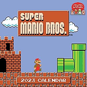 Super Mario 8-Bit Retro 2023 Wall Calendar: With 4 Bonus Die-cut Cards